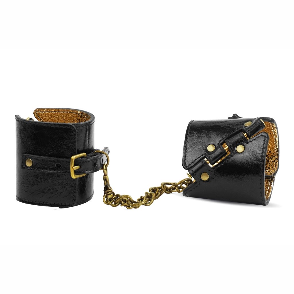 Asymmetrical Black Lacquer ‘Hinge’ Wrist Cuffs - Gallery 58